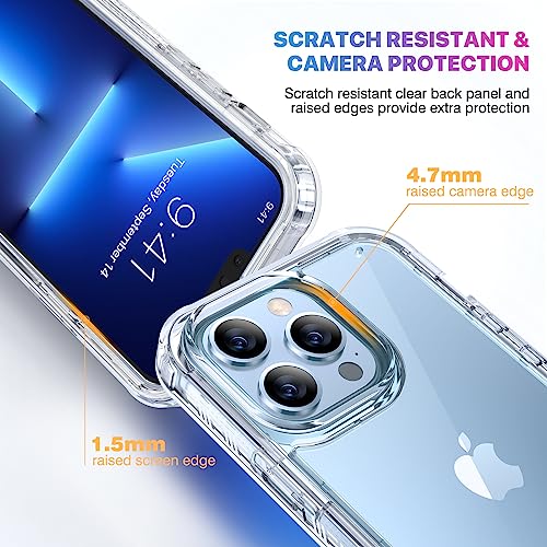 Diaclara Designed for iPhone 13 Pro Max Case [2023 New] Full Body Case with Built-in Touch Sensitive Anti-Scratch Screen Protector, Shockproof Phone Case for iPhone 13 Pro Max 6.7" (Clear)
