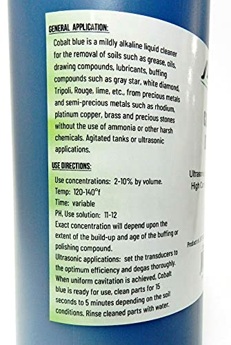 JTS Jewelry Ultrasonic Cleaning Solution Cobalt Blue 1 Quart Clean Jewelry Compounds Made in USA