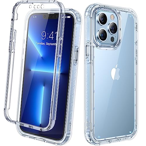 Diaclara Designed for iPhone 13 Pro Max Case [2023 New] Full Body Case with Built-in Touch Sensitive Anti-Scratch Screen Protector, Shockproof Phone Case for iPhone 13 Pro Max 6.7" (Clear)