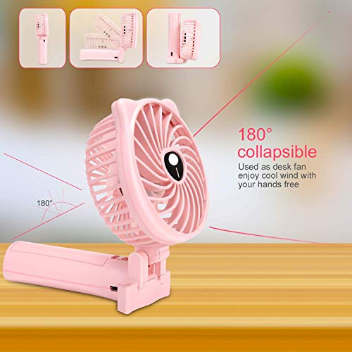TriPole Handheld Fan Mini Personal Fan Bundle Strong Wind Battery Operated USB Fan Adjustable Speed Personal Small Fan Cute Design for Women Girls Kids Eyelash