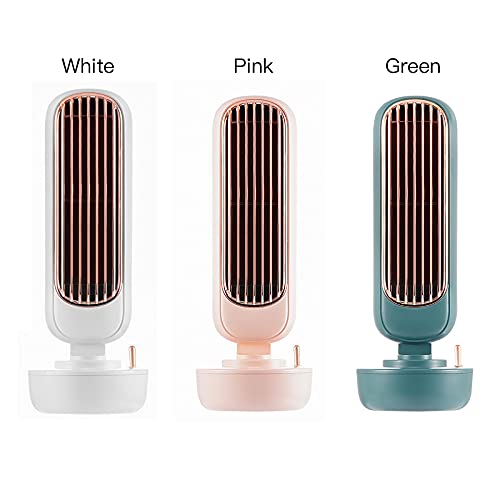 STOYRB Portable Oscillating Tower Fan Mini Desk Fan - 3 Wind Speed, Timing Spray, USB Rechargeable, Quiet Cooling, Personal Small Bladeless Fan for Home Office, Pink, 29.3cm11.5in
