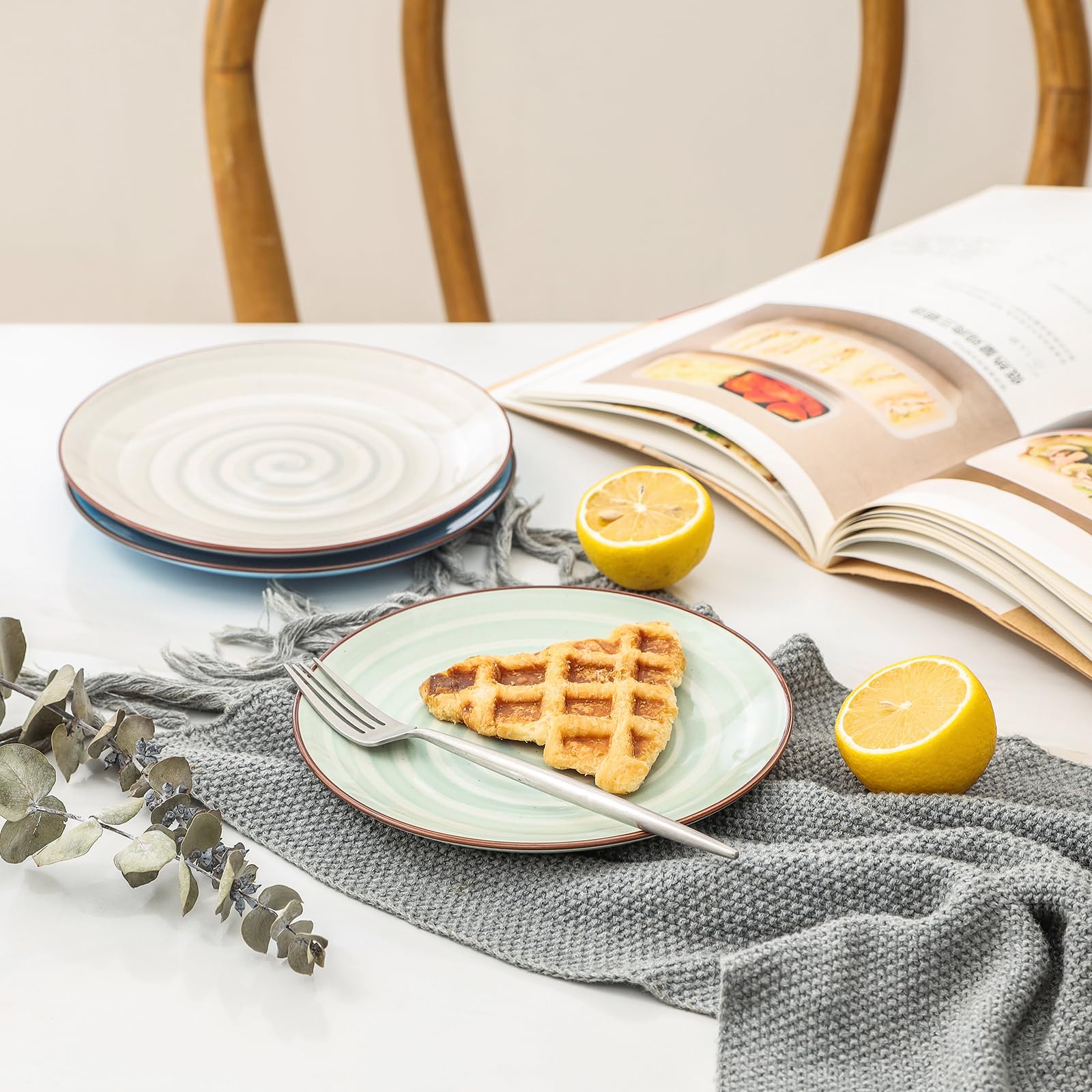 Selamica Ceramic Dessert Plates Set of 6, Small Salad Plates 6 Inch Appetizer Plates for Kitchen, Small Dinner Plates/Dishes for Cake Snacks Side Dish, Microwave Dishwasher Safe, Gradient Color