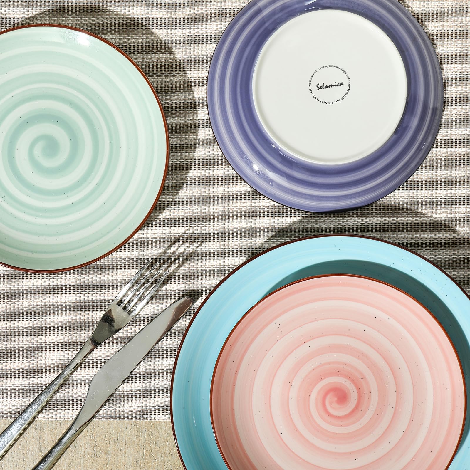Selamica Ceramic Dessert Plates Set of 6, Small Salad Plates 6 Inch Appetizer Plates for Kitchen, Small Dinner Plates/Dishes for Cake Snacks Side Dish, Microwave Dishwasher Safe, Gradient Color
