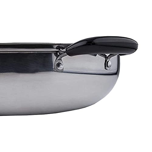 TAYAMA Stainless Steel Hot Pot With Divider, Silver, 11 inch