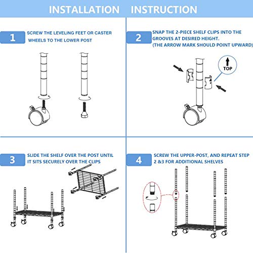 YSSOA Heavy Duty 3-Shelf Shelving with Wheels, Adjustable Storage Units, Steel Organizer Wire Rack, Plug Version, 24.02”L x 13.78“W x 31.89”H, Chrome (HKSHLF23133003CPCLITEV1)