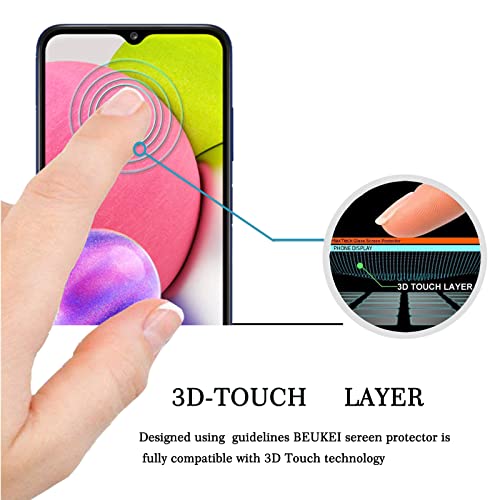 beukei (3 Pack) Compatible for Samsung Galaxy A03s Screen Protector Tempered Glass, Touch Sensitive,Case Friendly, 9H Hardness,for Galaxy A03 Core/Galaxy A03s Screen Protector
