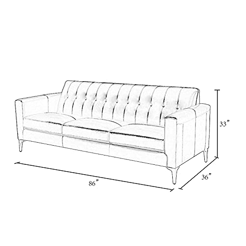 Nice Link Home Furnishings Payton Leather Sofa in Navy