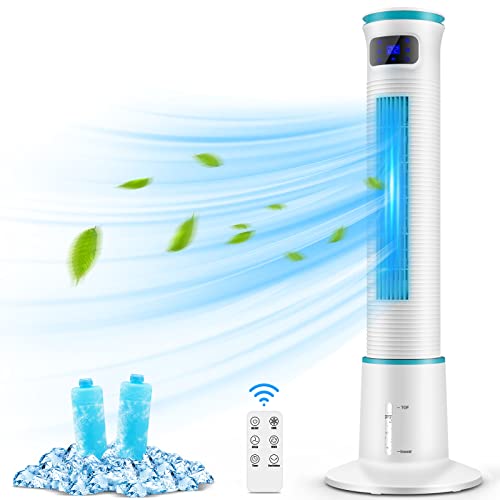 Evaporative Air Cooler - COMFYHOME 3-in-1 Portable Air Conditioner, 4 Modes Cooling Fan, 20Ft Remote & 15H Timer, Quiet Evaporative Cooler, 70° Oscillation,1-Gal Water Tank Room Cooler for Home Office