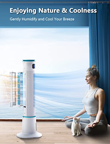 Evaporative Air Cooler - COMFYHOME 3-in-1 Portable Air Conditioner, 4 Modes Cooling Fan, 20Ft Remote & 15H Timer, Quiet Evaporative Cooler, 70° Oscillation,1-Gal Water Tank Room Cooler for Home Office