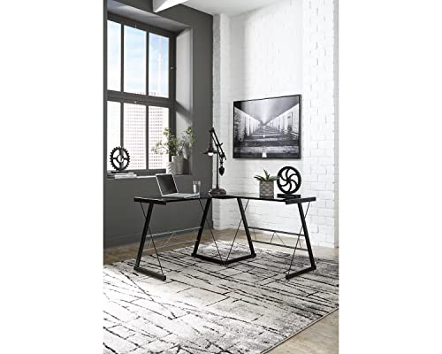 Signature Design by Ashley Mallistron Contemporary Home Office L-Shaped Computer Desk, Black
