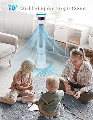 Evaporative Air Cooler - COMFYHOME 3-in-1 Portable Air Conditioner, 4 Modes Cooling Fan, 20Ft Remote & 15H Timer, Quiet Evaporative Cooler, 70° Oscillation,1-Gal Water Tank Room Cooler for Home Office