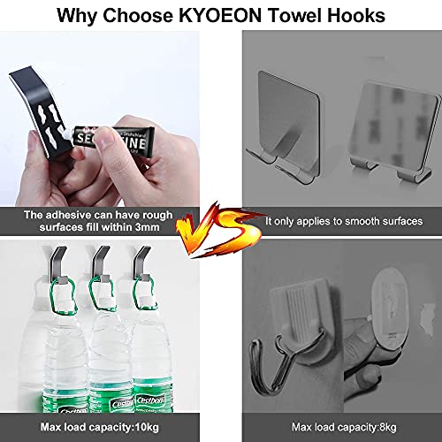 CFGROW Heavy Duty Adhesive Hook, 6 Packs Black, Coat Robe Clothes Bath Towel Hooks Wall Mounted with Strong Glue Hold 22 lbs for Home Bathroom Kitchen Modern Hotel Style, Free-Drill Ceiling Holders