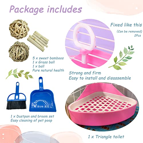 Rabbit Triangle Potty Trainer Corner Small Animal Toilet Litter Box Pet Bedding Pee Pan Tray Toilet for Hamster Chinchilla Guinea Pig Bunny Ferret(Pink)