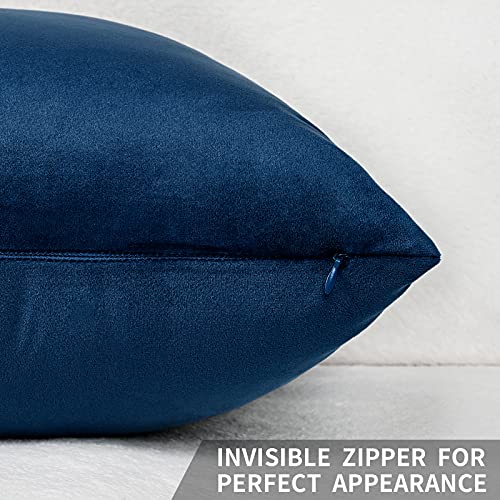 Yastouay 2 Pack Throw Pillow Covers, Navy Blue Decorative Pillow Covers, Solid Sofa Pillows, Soft Velvet Pillow Case, Square Accent Cushion Covers for Sofa Couch Bed Chair, 18 x 18 Inches