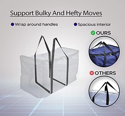 Dino74 Set of 2 Blue Moving Bag - 75l Oversized Large Space Saving Clothes Storage Bag, College Dorms Reusable Traveling Bag for Hiking Outings 65 X 38 X 30cm