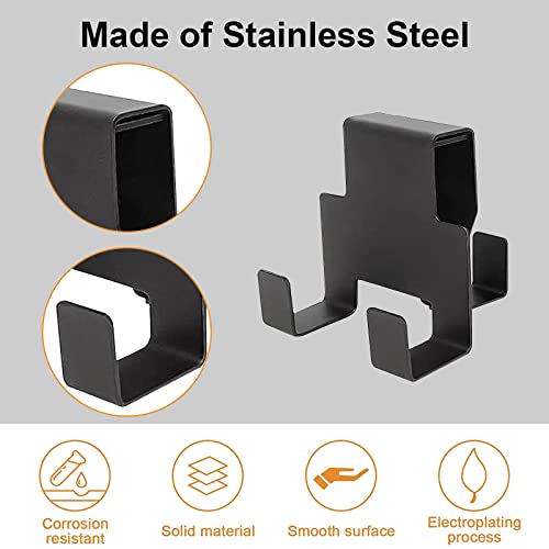 Morobor 2pcs Triple Hooks, Over Shower Glass Door Hooks for Frameless Glass Shower Door, Stainless Steel Towel Hooks Over The Bathroom Glass Wall (Black)