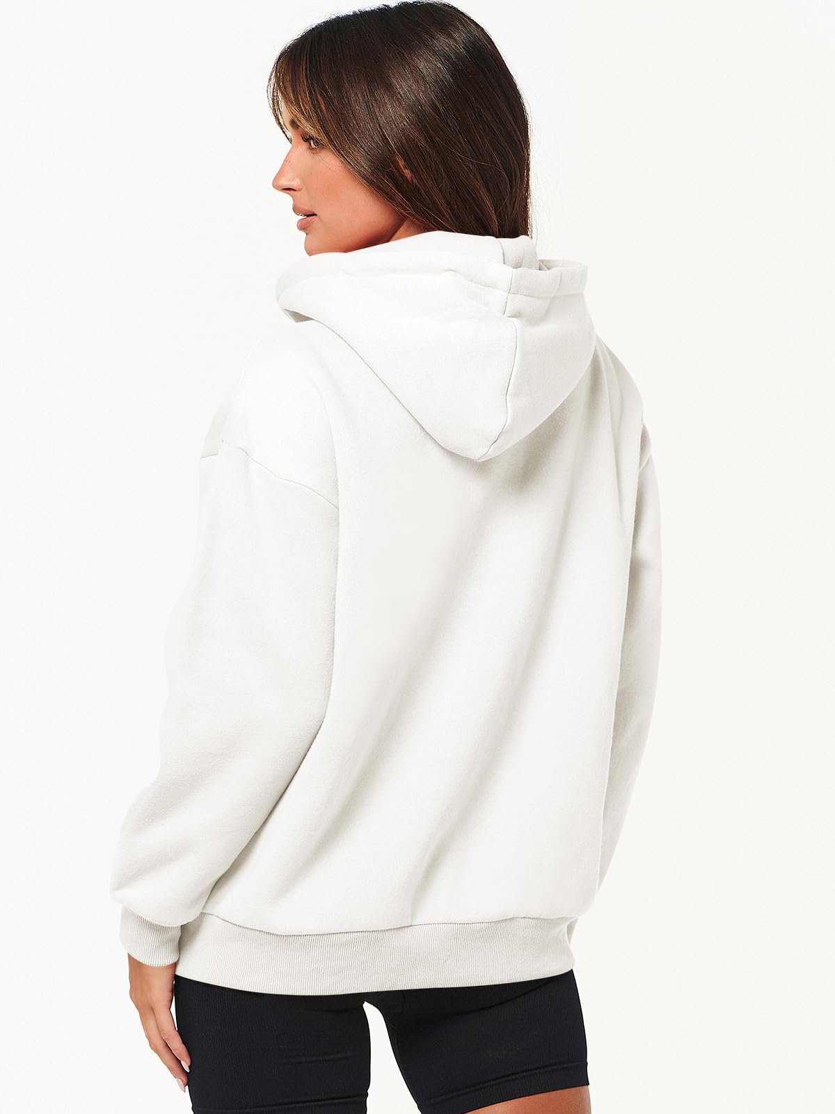 Prinbara Women's Aesthetic Clothes 2023 Zip Up Hoodies Fall Jacket Oversized Sweatshirts Casual Drawstring Y2K Hoodie with Pocket White 9PA89-baise-M,JM23