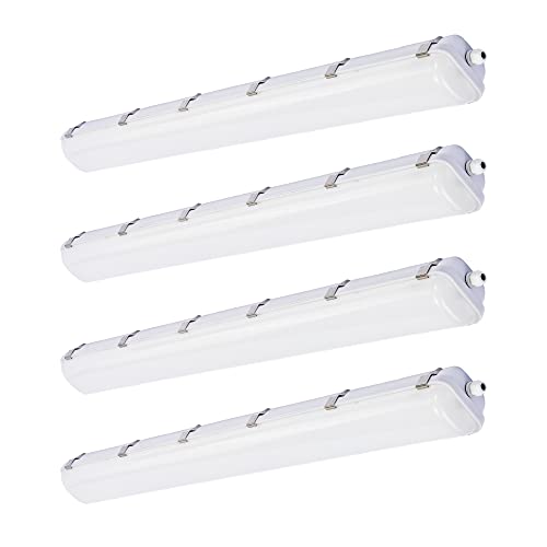 Amptonica 4FT LED Vapor Tight Light, 60W 6600lm(100W Eq.) Vapor Proof Light Fixture, 5000K Waterproof Shop Light for Car Wash, Carport, Walk in Freezer, Parking Garage, UL List 4-Pack