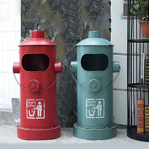 MQH Trash Can Retro Industrial Trash Can with Inner Bucket Large Capacity Fire Hydrant Garbage Bin for Park Garden Garbage Can (Color : Red)