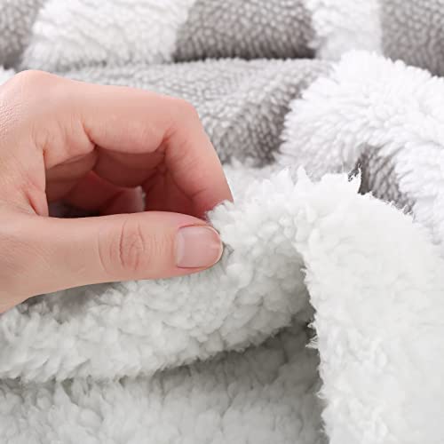 Soft Sherpa Shaggy Fleece Blanket Gray - Fuzzy Fluffy Super Soft Furry Plush Decorative Blanket Dual Sided Throw Size fit Couch Sofa Thick Warm Cozy Blanket, Quatrefoil Pattern 50x60 inches,420GSM