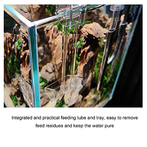 Shrimp Feeder Tube and Plate, Clear Acrylic Shrimp Feeding Dish with Long Tube Acrylic Fish Feeder Tray Container Bowl