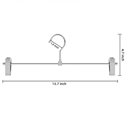 Pants Hangers with Clips - 10 Pack Skirt Hangers with Clips Adjustable Clip Hangers for Pants Jeans Metal Trouser Clip Hangers