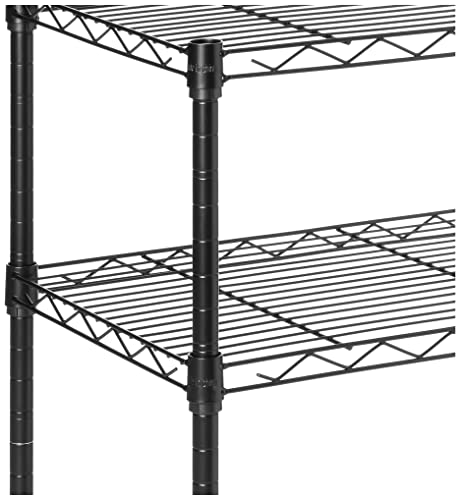 YSSOA Heavy Duty 3-Shelf Shelving with Wheels, Adjustable Storage Units, Steel Organizer Wire Rack, Plug Version, 24.02" W x 13.78" D x 31.98" H, Black (HKSHLF23133003BPCLITEV1)