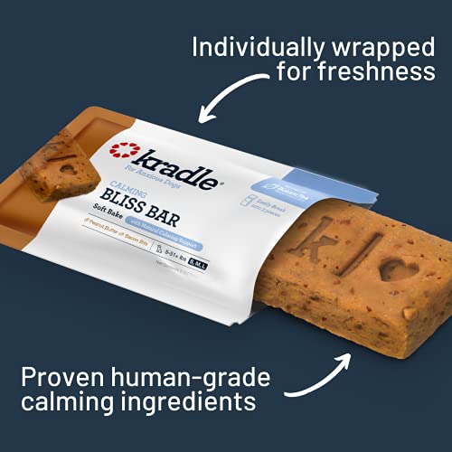 Kradle Bliss Bar Dog Calming Chews, Soft Bake (6 Pack), Dog Anxiety Relief for Separation Anxiety, Thunder, Car Rides, Fireworks and Stress, with BotaniTek Calming Formula, Peanut Butter Bacon Flavor