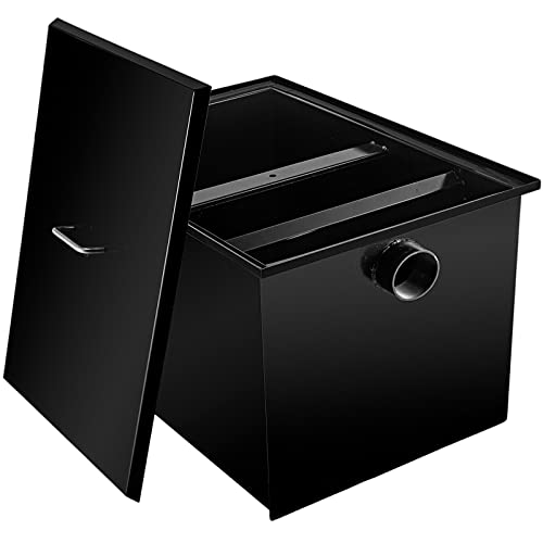 VEVOR Commercial Grease Interceptor 8 LB, Carbon Steel Grease Trap 4 GPM, Grease Interceptor Trap with Side Water Inlet, Under Sink Grease Trap for Restaurant Canteen Factory Home Kitchen