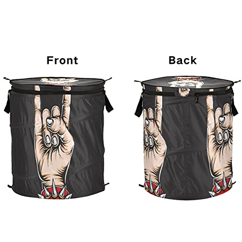 Rock N Roll Hand Pop Up Laundry Hamper Collapsible with Lid Dirty Clothes Hamper Laundry Basket Clothes Toy Books Organizer for Home, Kids Toy, Laundry Room