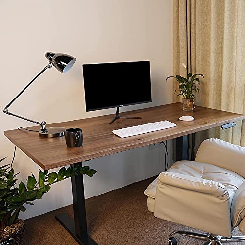 WOODCN Home Office Desk Handmade Rustic Style Workstation Computer Desk Solid Walnut Wood Veneer with Metal Modern Simple Study Writing Desks (58x28 Inch, Only Table Top)