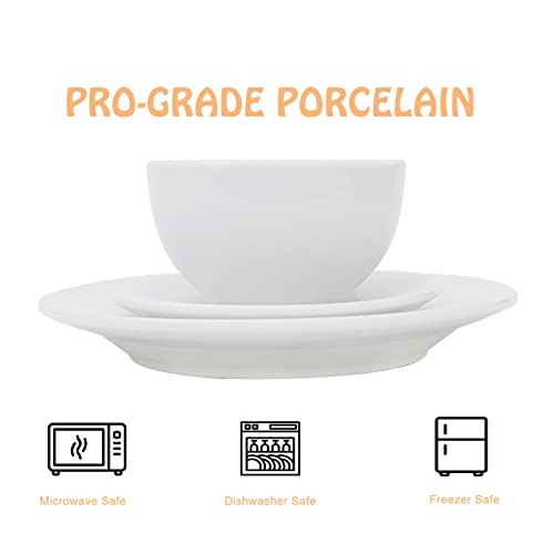 Nouva 18 Piece Dinnerware Set, Plates Snack Plates Bowls for Kitchen, Service for 6, White Dishes Dinnerware Sets Microwave safe Dishwasher safe