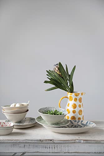 Creative Co-Op Hand-Painted and Debossed Stoneware Platter Serving Tray Serveware, 12.25", Blue & White