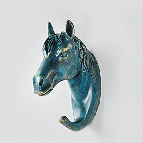 Kopiqin Crafts Home Wall Decoration Elegant Single Horse Head Wall Resin Hook Cartoon Hook Jewelry Key Scarf Bag Hanger Robes Coat Rack for Living Room Bedroom
