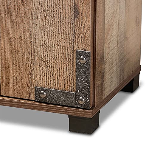 BOWERY HILL Finished Wood 2-Door Shoe Cabinet in Rustic Brown