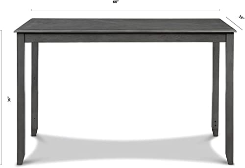 New Classic Furniture Amy Kitchen Counter Island Dining Table for 4 with Storage Shelf & USB Chargers, Contemporary Gray
