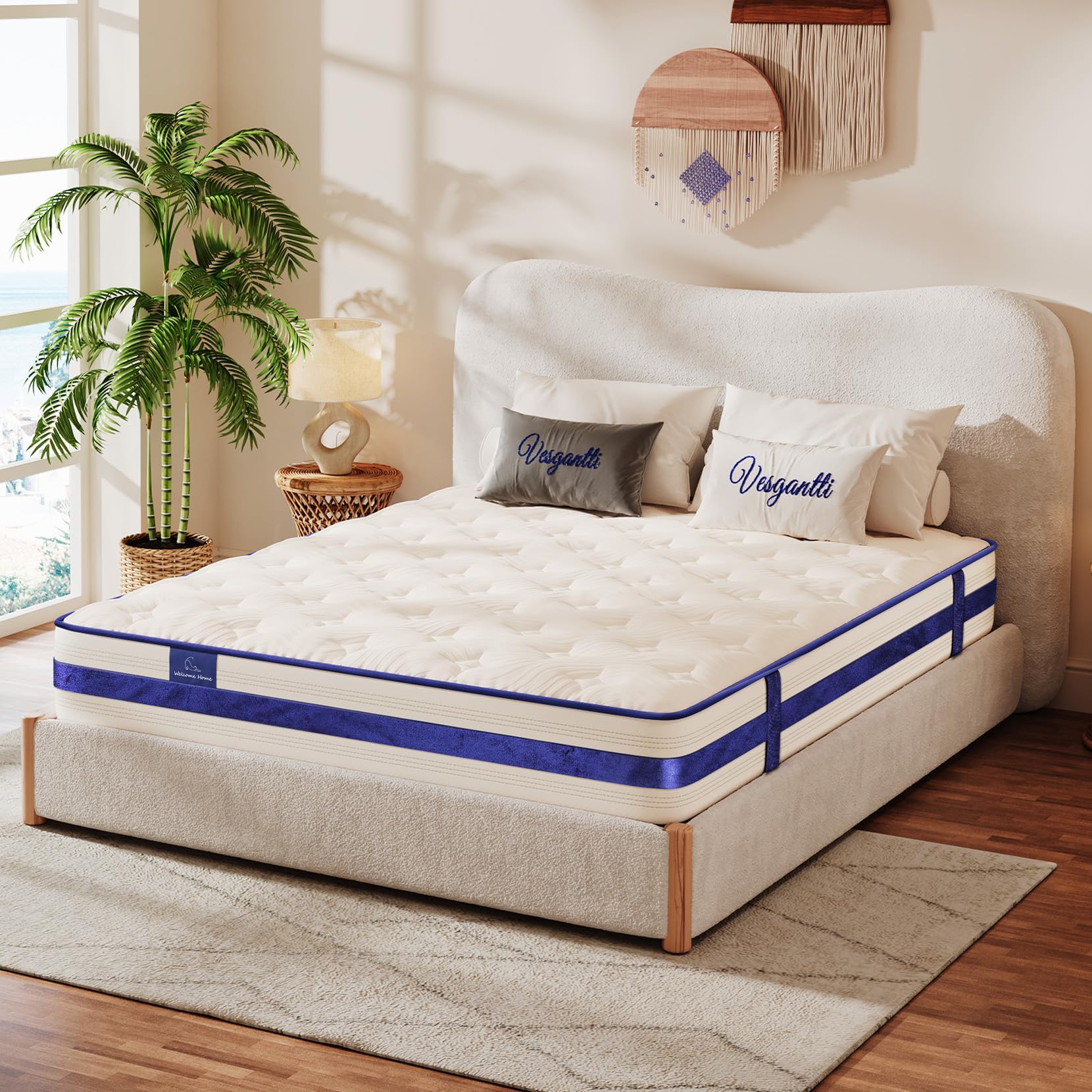 Vesgantti Full Szie Mattress, 10 Inch Full Hybrid Mattress with Memory Foam, Support & Pressure Relief, Medium Firm Feel Mattress in a Box (54x75x10 Inches, Full Size)