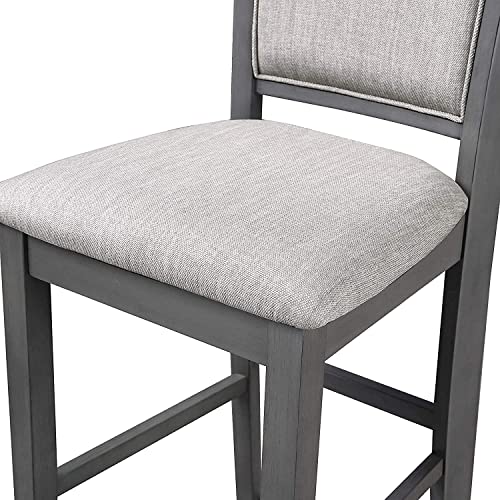 New Classic Furniture Amy Kitchen Counter Island Dining Table for 4 with Storage Shelf & USB Chargers, Contemporary Gray