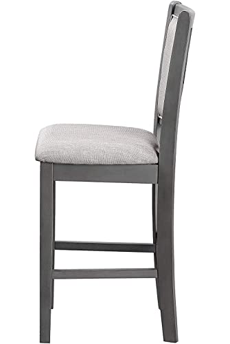New Classic Furniture Amy Kitchen Counter Island Dining Table for 4 with Storage Shelf & USB Chargers, Contemporary Gray