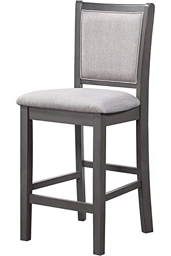 New Classic Furniture Amy Kitchen Counter Island Dining Table for 4 with Storage Shelf & USB Chargers, Contemporary Gray