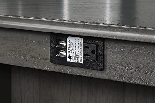 New Classic Furniture Amy Kitchen Counter Island Dining Table for 4 with Storage Shelf & USB Chargers, Contemporary Gray