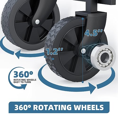 Collapsible Foldable Beach Wagon Carts with 360° Rotating Wheels for All Terrain, Utility Small Heavy Duty Wagon with 300LBS Capacity for Grocery, Sand, Garden, Outdoor, Camping (Khaki)