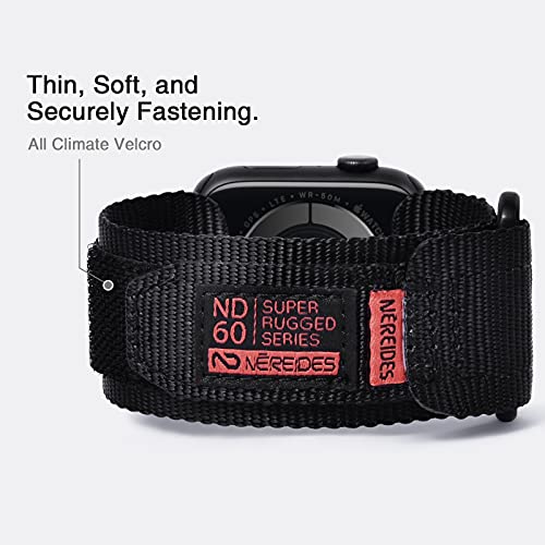 Nereides Compatible with Apple Watch Band Series 8/7/6/5/4/3/2/1/SE, Nylon Sports Strap with Woven Design for 42mm/44mm/45mm 38mm/40mm/41mm ( L, Black)
