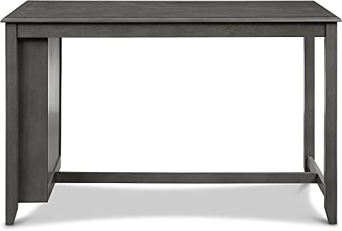 New Classic Furniture Amy Kitchen Counter Island Dining Table for 4 with Storage Shelf & USB Chargers, Contemporary Gray