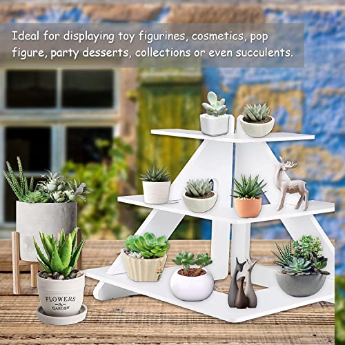 Cupcake Stand for 24 Cupcakes- Rustic Cupcake Stand 3 Tier Collapsible Wooden Cupcake Tier Stand - White Cupcake Holder Stand - Cupcake Tower Display Party Décor - Cupcake Stand Display for Pastry