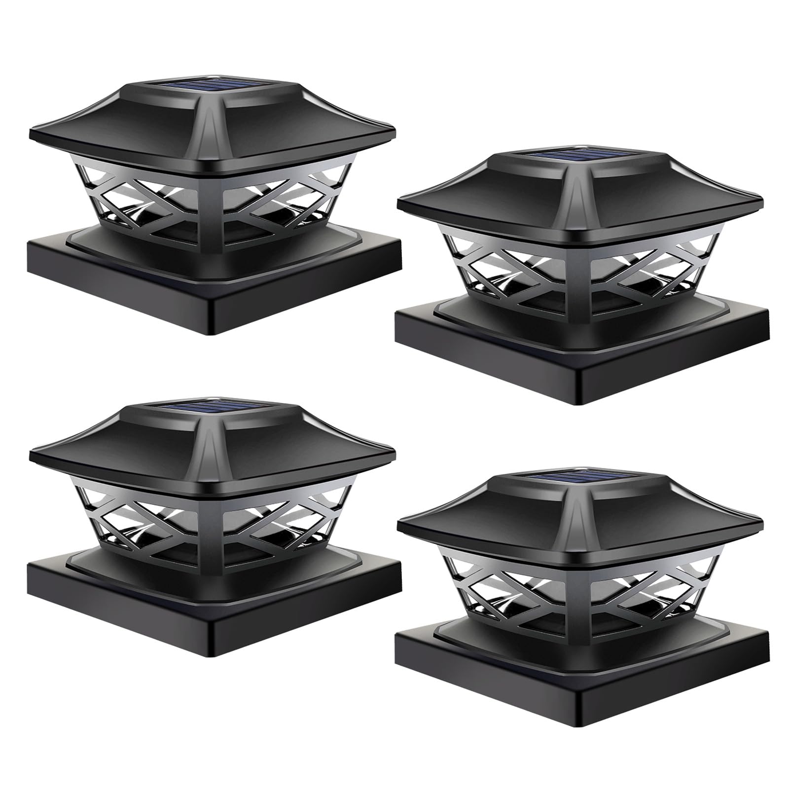 TWINSLUXES Solar Post Cap Lights,25LM Outdoor Fence Post Cap Lights,Waterproof,2 Light Modes,Fit 3.5x3.5/4x4/5x5in Wooden Post or Vinyl,Solar Deck Post Lights for Garden Deck Patio Decoration
