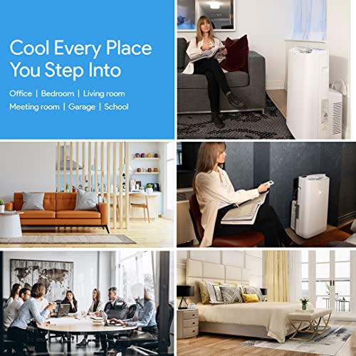 SereneLife SLPAC14 SLPAC Portable Air Conditioner Compact Home AC Cooling Unit with Built-in Dehumidifier & Fan Modes, Quiet Operation, Includes Window Mount Kit, 14,000 BTU, White