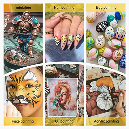 Magicfly Fine Detail Paint Brushes, 15pcs Miniature Paint Brushes Set with Dustproof Nylon Bag, Nylon Hair, Fine Detailing for Acrylic, Oil, Watercolor, Gouache & More