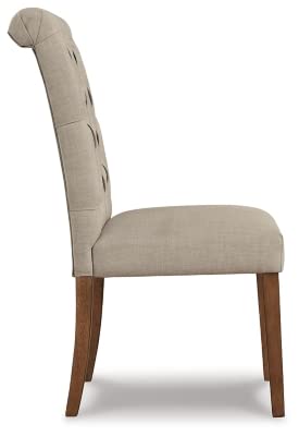 Signature Design by Ashely Harvina French Country Tufted Upholstered Dining Chair, 2 Count, Beige