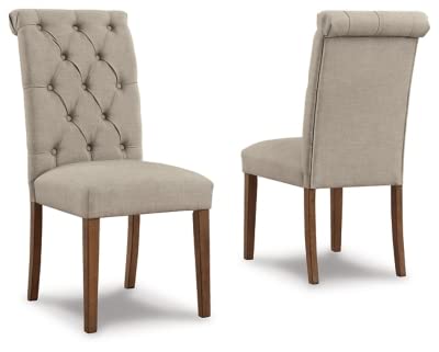Signature Design by Ashely Harvina French Country Tufted Upholstered Dining Chair, 2 Count, Beige